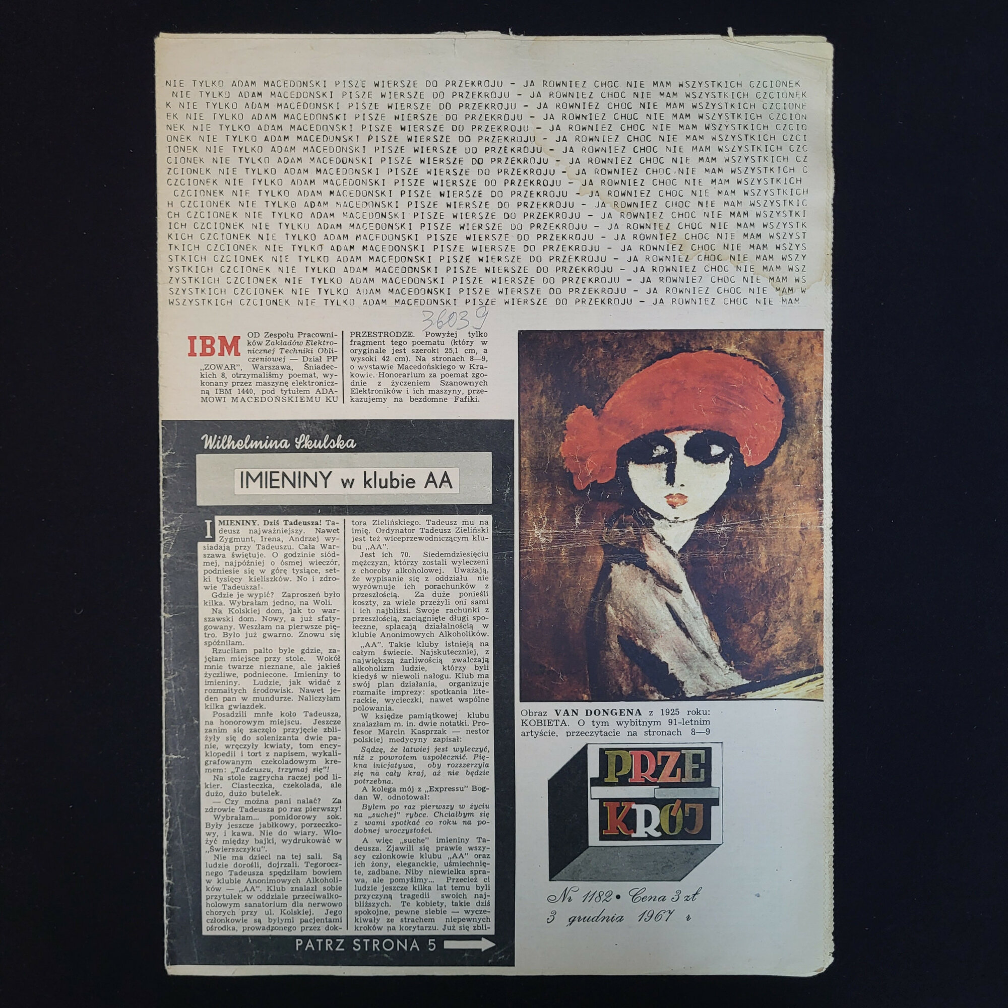 Przekroj. Книга СССР, журнал на польском языке, номер 1182 от 3 декабря 1967 года