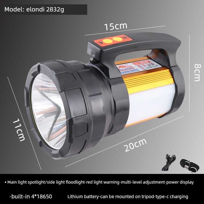 Фонарь Yilandi 2230X для улицы, мощный светодиодный фонарь P90 с дальним светом, 100W, с зарядкой через TYPE-C.