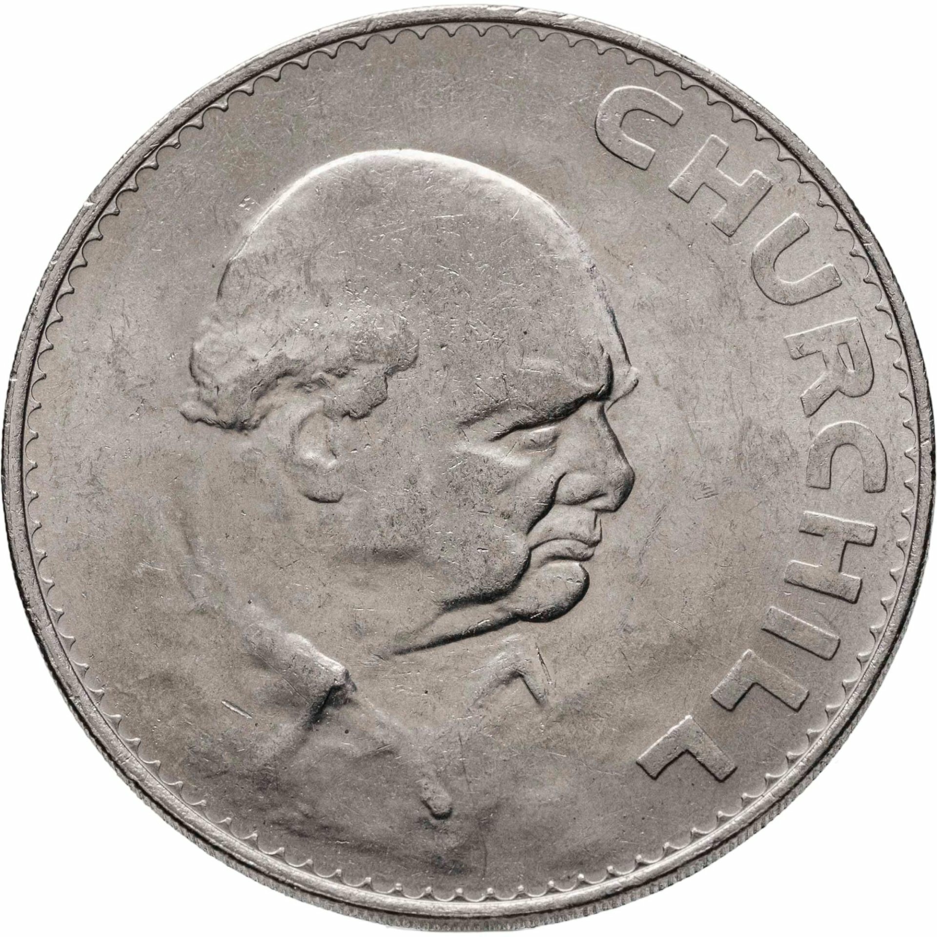 Великобритания 5 шиллингов 1965 "Cэр Уинстон Черчилль", Мельхиор медь-никель, в сохранности AU-UNC