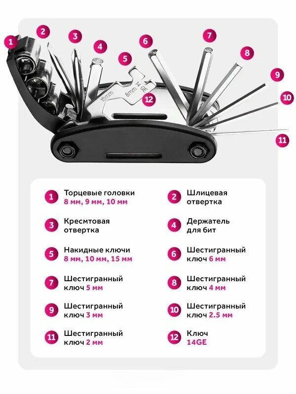 Складная отвертка с шестигранным торцом, гаечный ключ "цветок", многофункциональная комбинация отверток 16 в 1 — фото 1