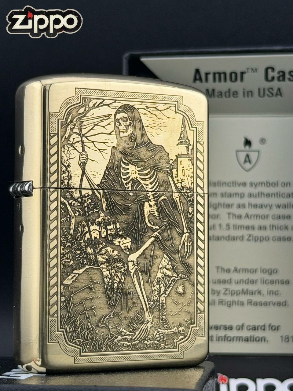 Бензиновая зажигалка Zippo Armor Grim Reaper Жнец Смерти