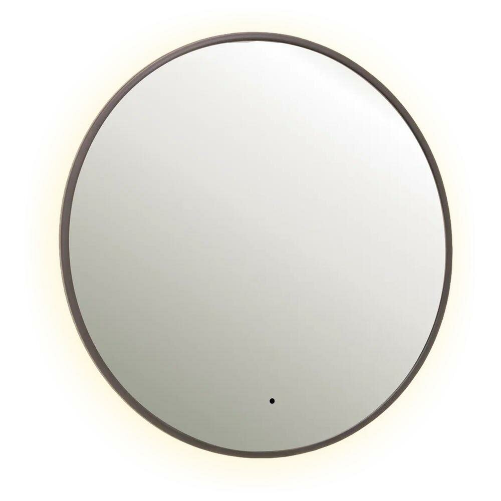 Зеркало Dreja SHINE 80х80 см, метал. рама, графит, беск. сенсор, LED-подсветка, диммер