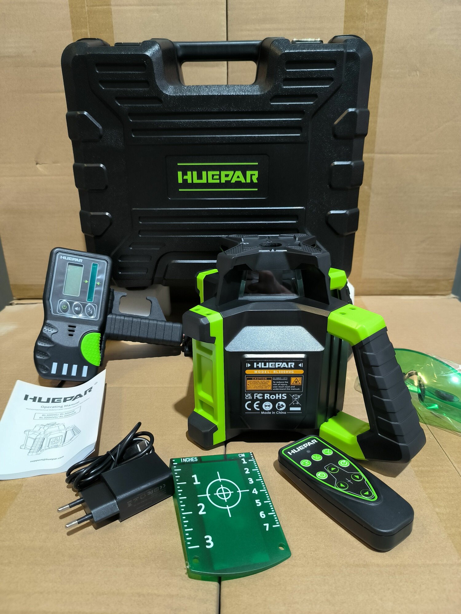 Ротационный нивелир HUEPAR RL300HVG зеленый луч
