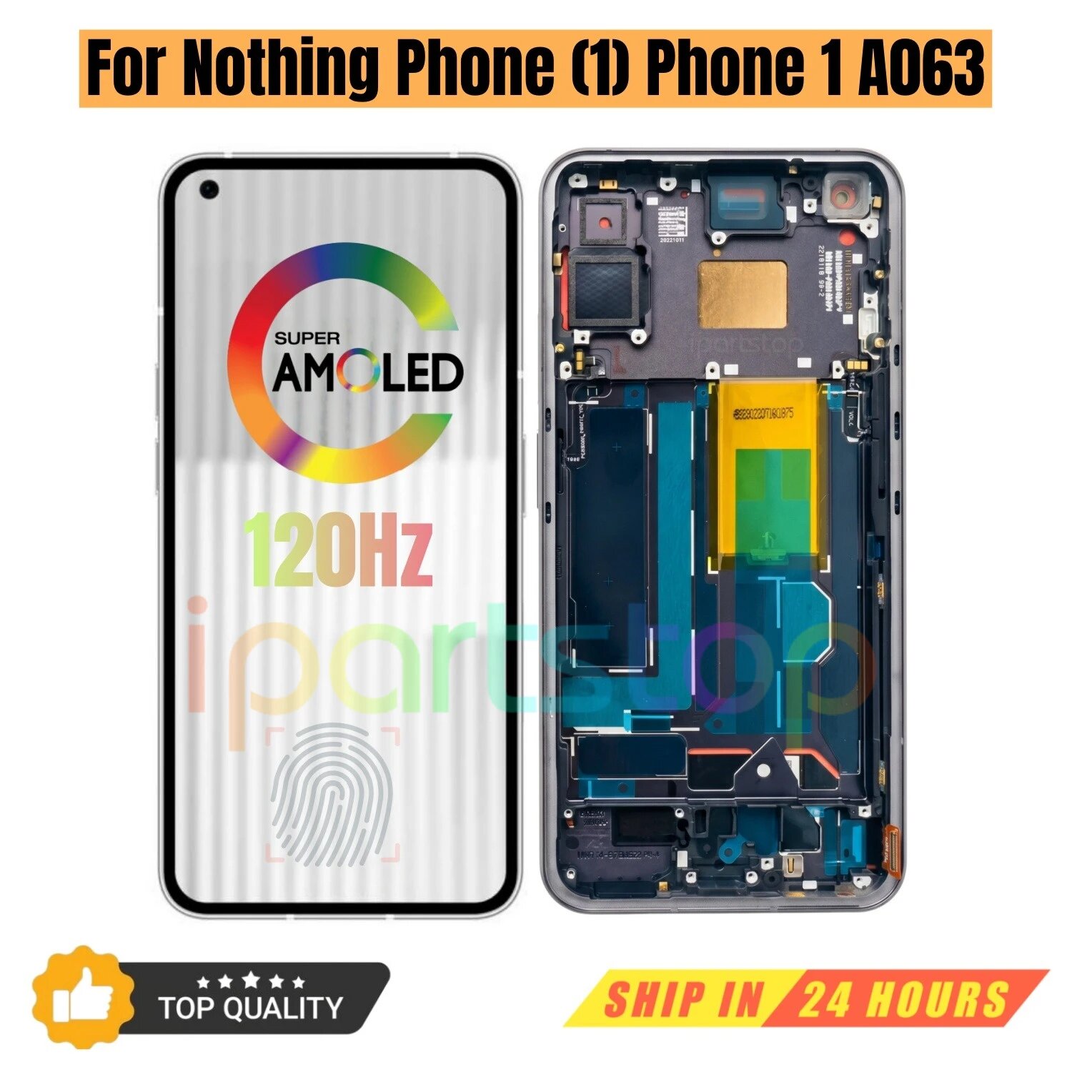 Замена iParts, новый дисплей для телефона Nothing (1) Phone 1 A063, 120 Гц, OLED-сенсорный экран с рамкой в сборе, OEM-запчасти