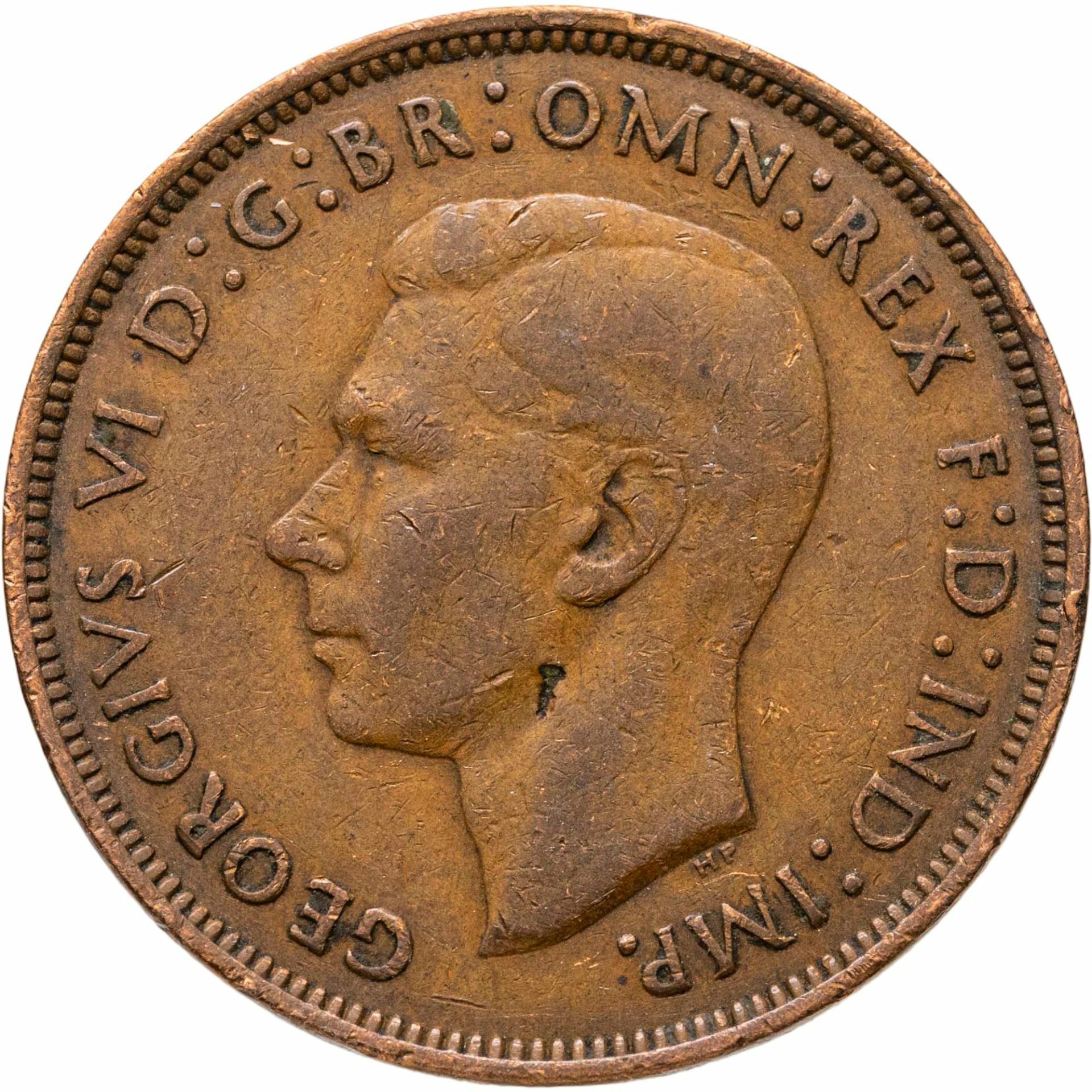 Великобритания 1 пенни penny 1944, Бронза, в сохранности VF