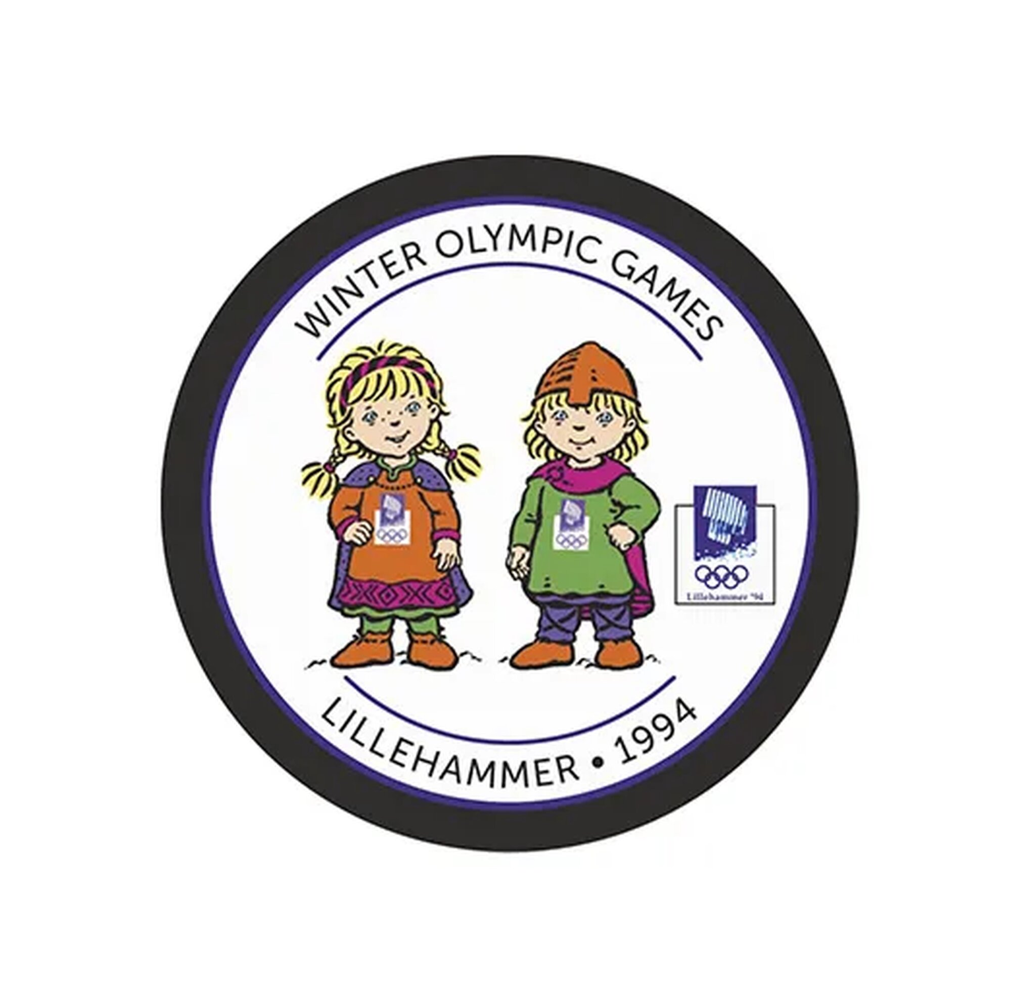 Шайба Rubena ОИ 1994 LILLEHAMMER Маскоты 1-ст, 76 мм, цвет черный