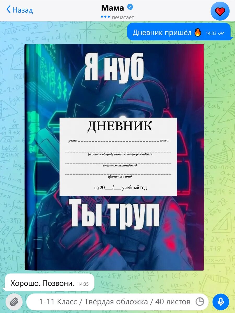 Школьный дневник с принтом Роблокс