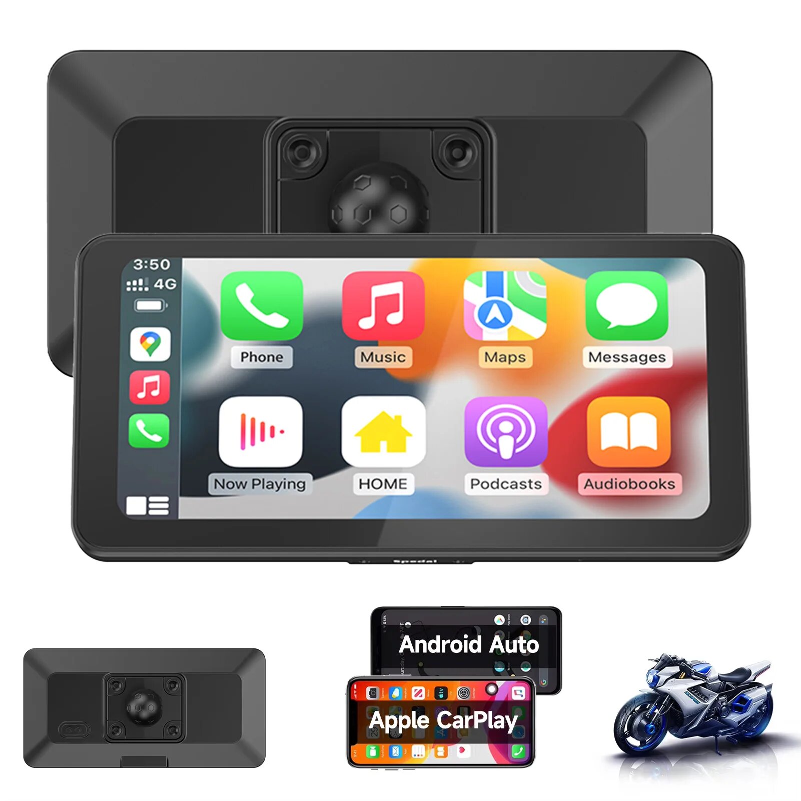 Педальный L300-6,25-дюймовый портативный мотоцикл с беспроводным Apple Carplay/Android Auto GPS-навигатор с сенсорным экраном