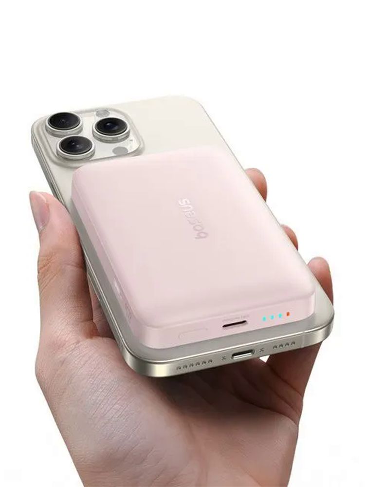 Внешний аккумулятор MagSafe Baseus EnerFill FM11 Ultra-Mini Magnetic Power Bank 10000mAh 22.5W PPFM11-1022 (P10082108412-00) с кабелем С+С розовый
