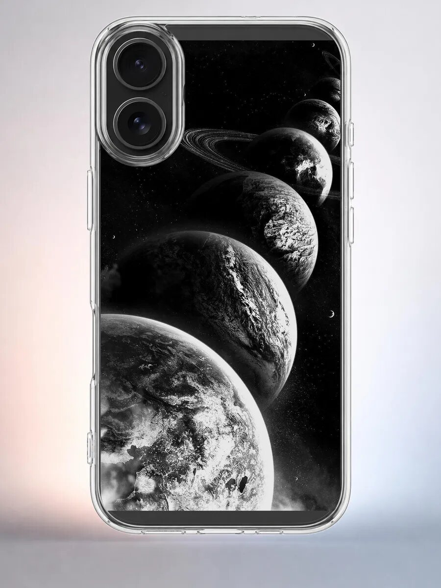 Чехол iPhone 16 планеты орбиты силиконовый