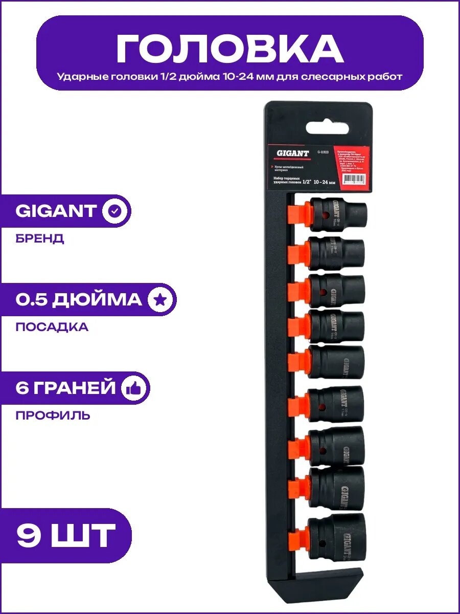 Торцевые головки ударные 1/2 дюйма 10-24 мм под гайковерт