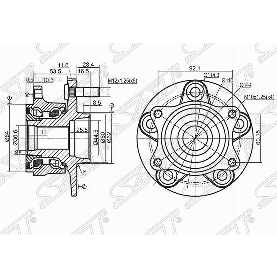 Ступичный узел перед/зад SUZUKI GRAND VITARA 05- SAT ST4340165J02