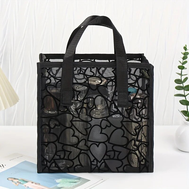 Большая пляжная сумка из полиэстера черного цвета Black 1pc