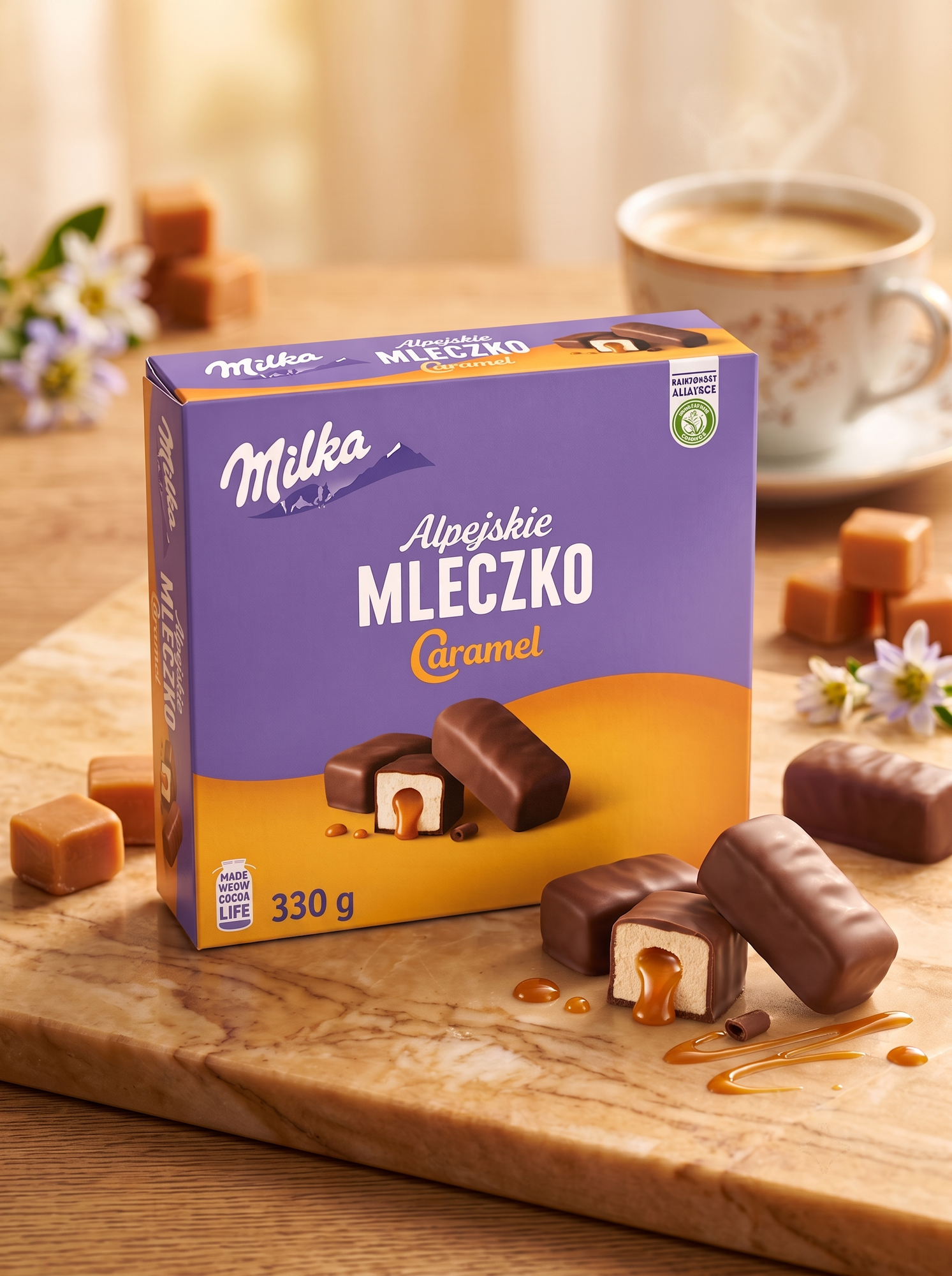 Milka Альпийское Молоко с молочным шоколадом и карамельной начинкой 330г (Польша)