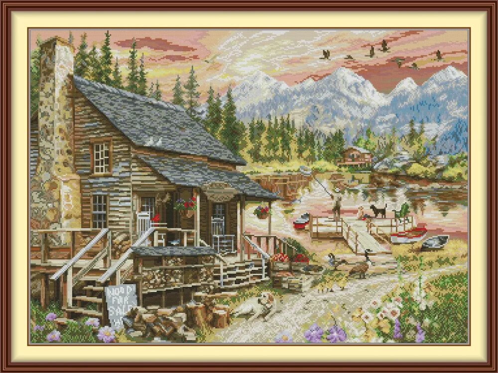 NKFвышивка крестом наборы, Схема на 14CT "Деревенский магазин",69*52CM