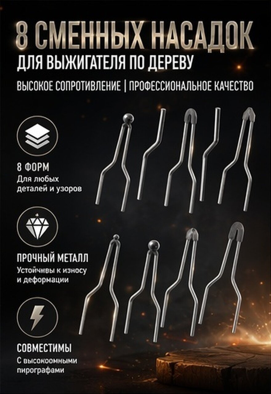 8 Пищевых Наконечников Для Гравера По Дереву Серебристый 3.00X1.00X0.10Cm