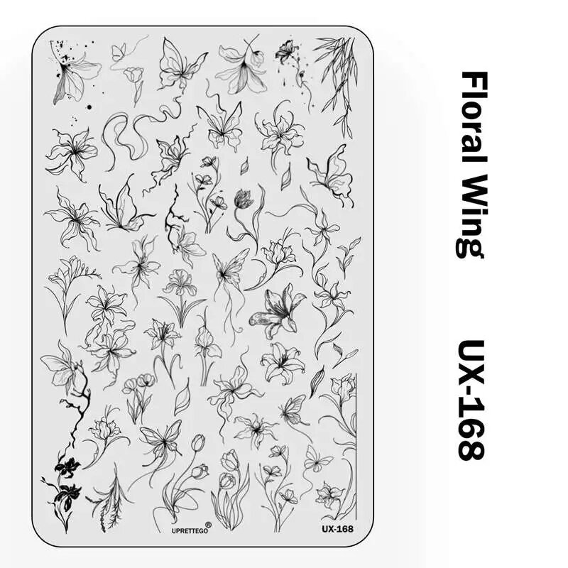 Трафарет для нейл-арта Floral Wing UX168