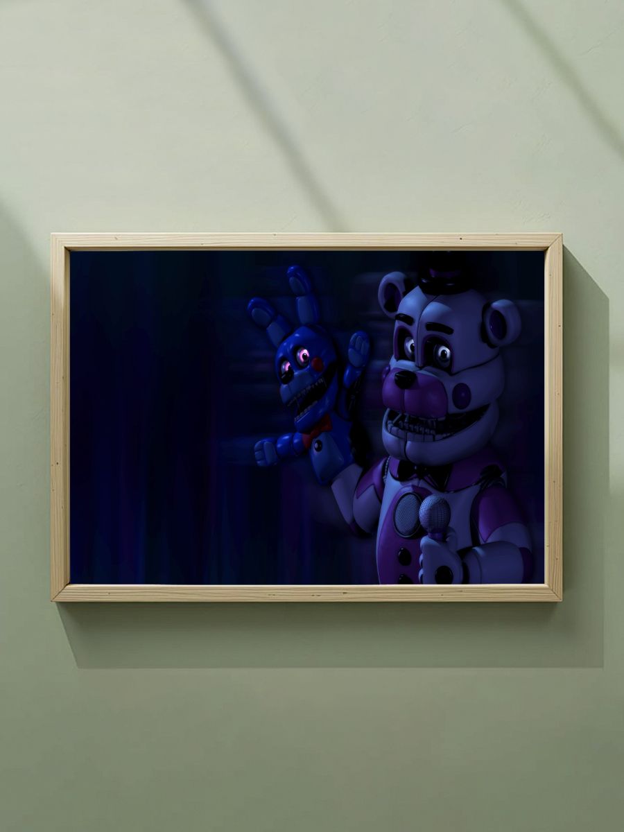 Постер, плакат на стену "Тёмная сцена с Фредди: игра Five Nights at Freddy's / Five Nights at Freddy's" 42 см х 29,7 см (А3) Без Рамы