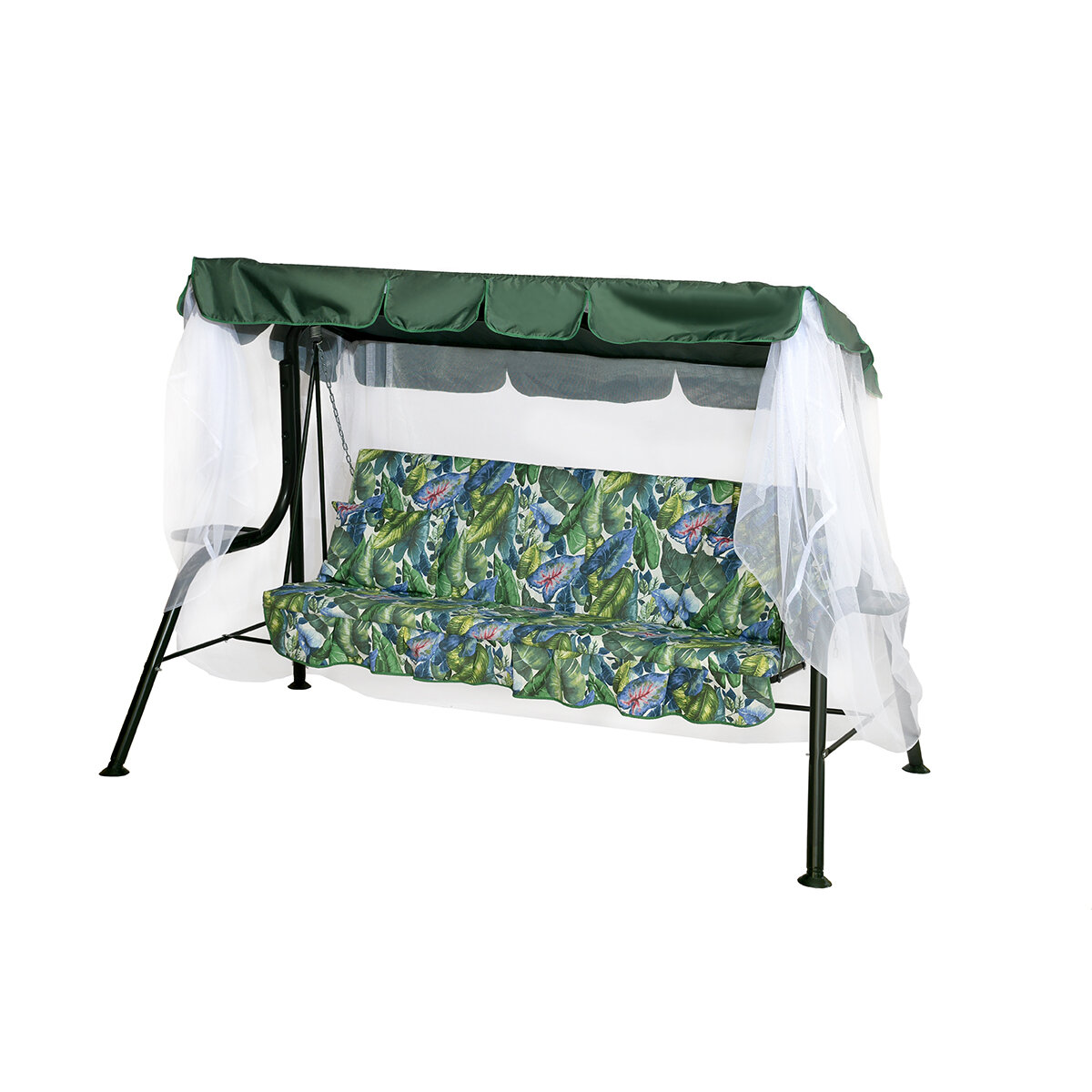 Качели садовые Olsa Варна с1532/100, трехместные, 231 x 126 x 147,8 см, каркас зеленый