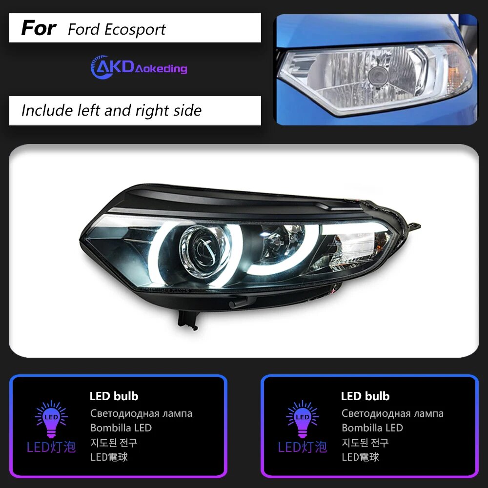 Автомобиль для Ford Ecosport 2013-2017 Фары ДНС Дневной ходовой огонь Лампа LED Би ксеноновая Лампа противотуманные Автомобильный аксессуар Фара Ecosport