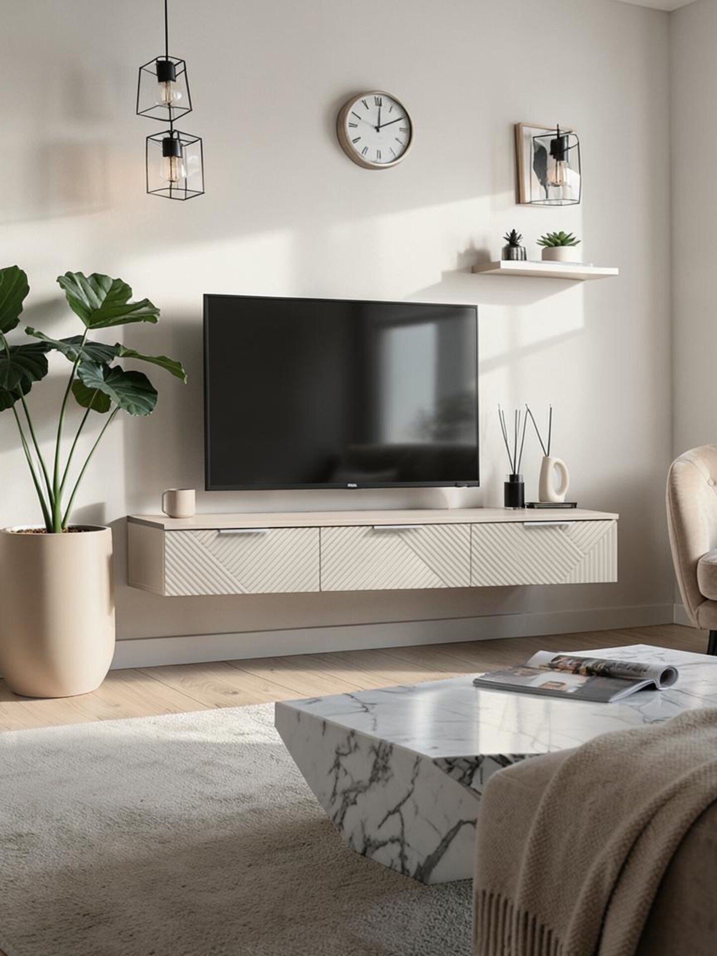 ТВ-тумба Салерно NEW 3 (МДФ) SF-022 Сантьяго Кашемир 5981 BS NOW 148x42x220 см, бежевый арт-мебель