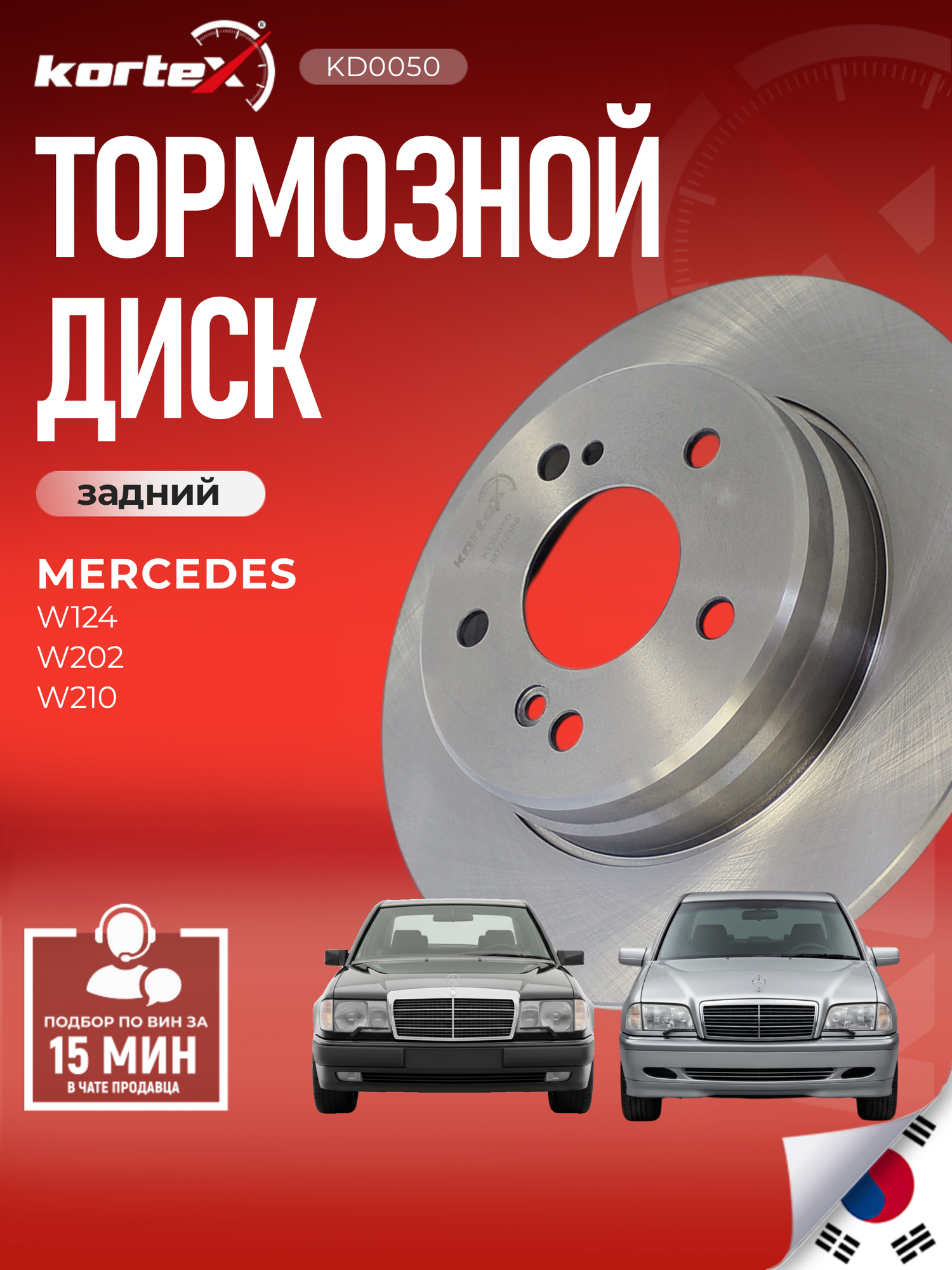 Диск тормозной Kortex для MERCEDES-BENZ мерседес бенц W124 / W202 / W210 задний (d-278mm)