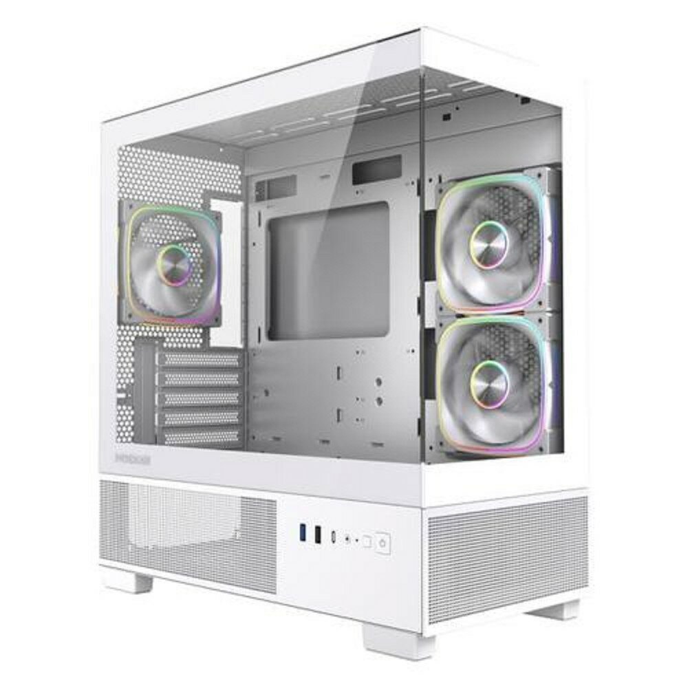 Powercase Корпус Корпус Vision Micro S4W, Tempered Glass, Type-C, 3x 120mm ARGB PWM Fan, ARGB+PWM HUB, белый, mATX CVMMSHW-A3