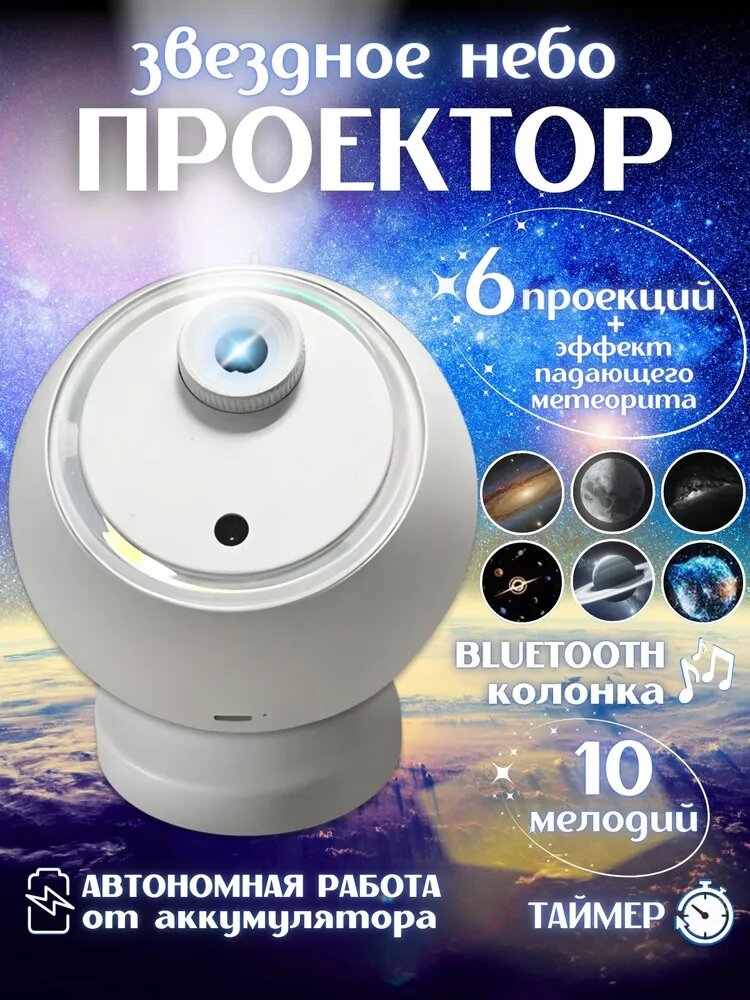 Проектор звездного неба / Ночник планетарий / Звездное небо проектор / с музыкой