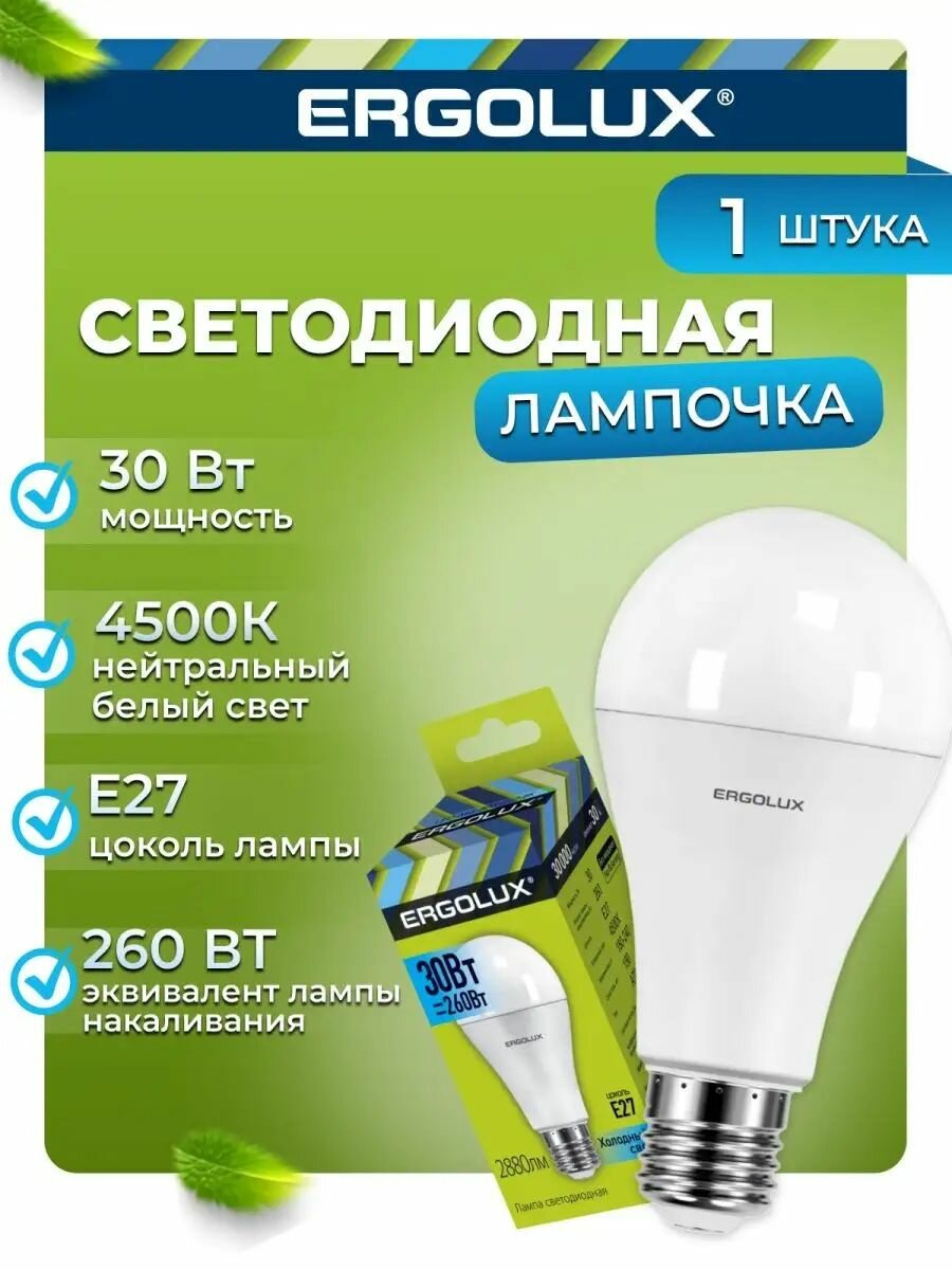 Светодиодная лампа Ergolux LED-A70-30W-E27-4K