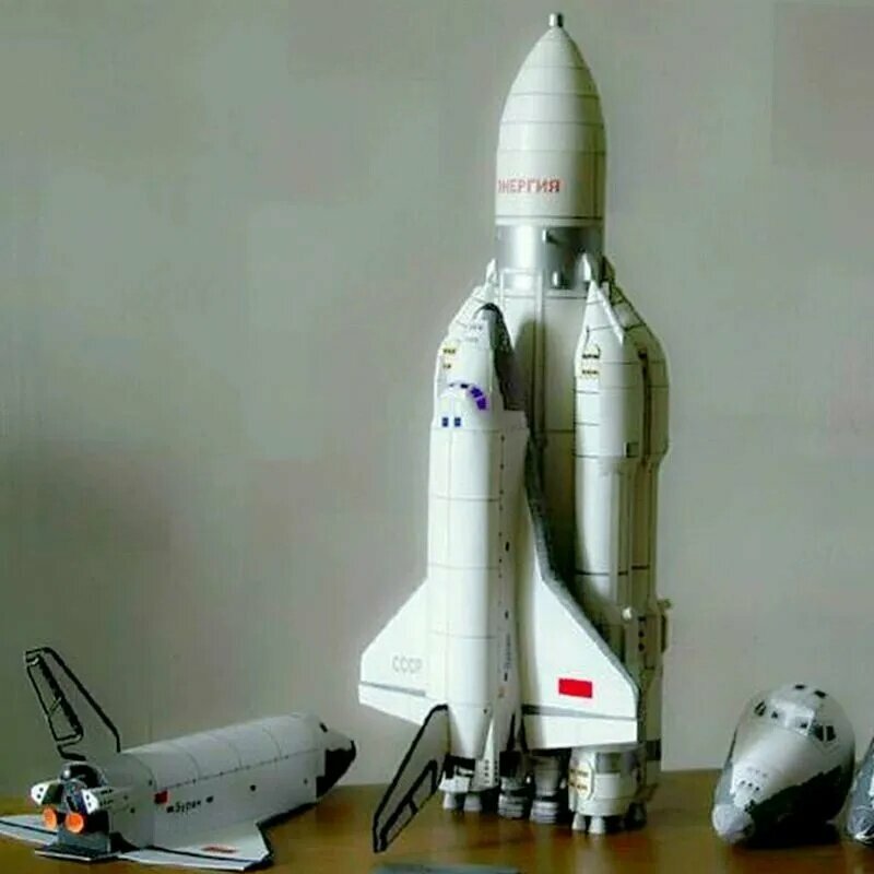 Бумажная модель Буран и Энергия, 1:96, DIY сборка, космическая техника СССР, подарок для подростка и взрослого, настольная модель, хобби для любителей космонавтики