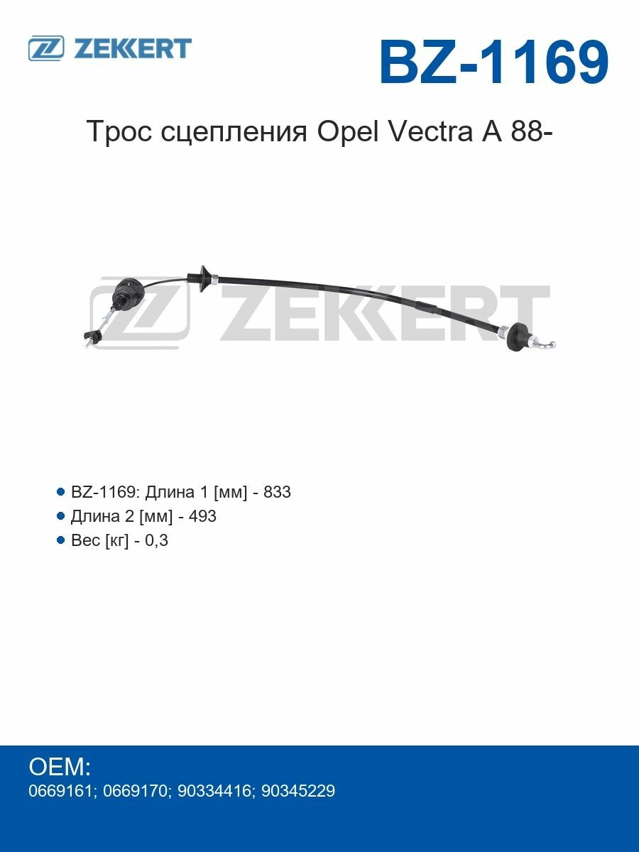Zekkert Трос сцепления Opel Vectra A 88-
