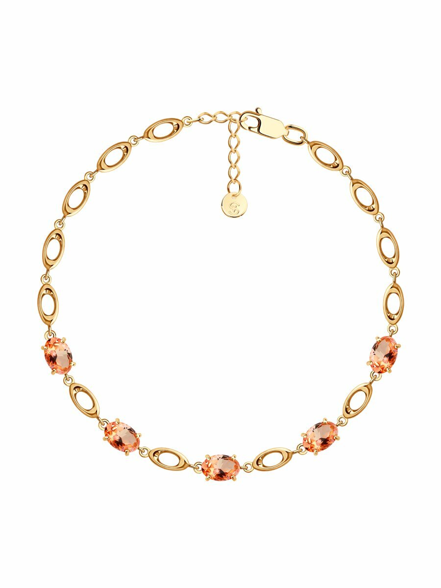 Браслет, красное золото, 585 проба, топаз Swarovski