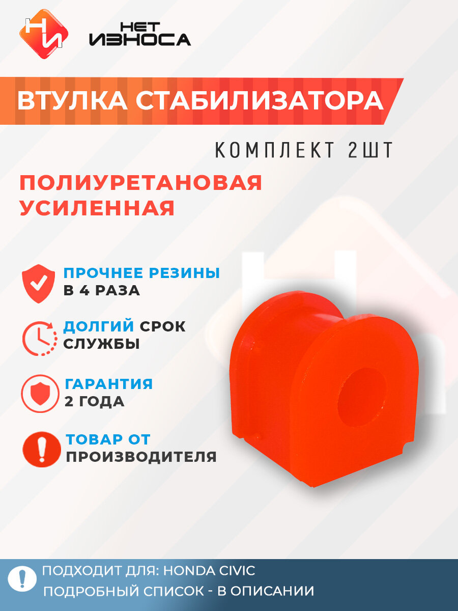 Втулка стабилизатора усиленная полиуретановая передняя Нет Износа NB069-2 Honda Civic