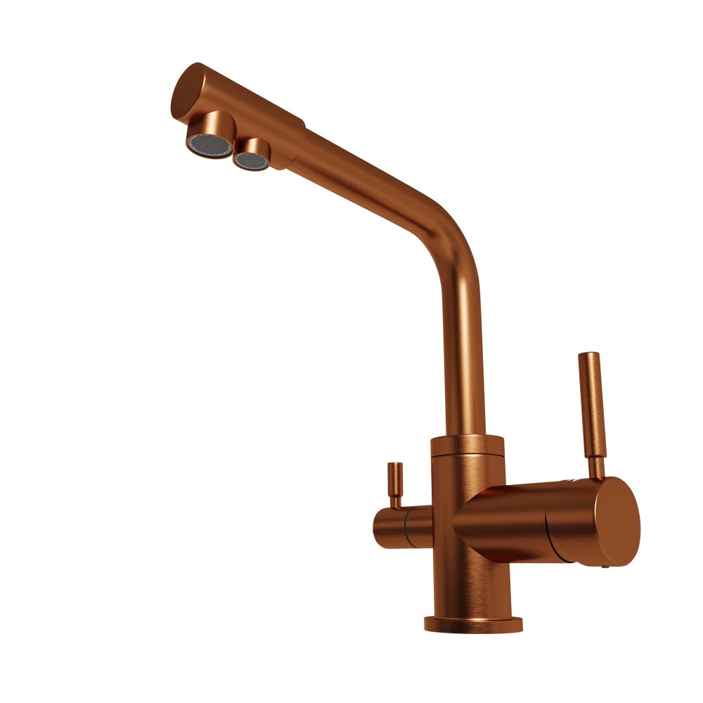 Смеситель для кухни Emar PVD ECB - 3003N PVD Coppery с краном для питьевой воды, с поворотным изливом, матовый, однорычажный, латунный, с керамическим картриджем