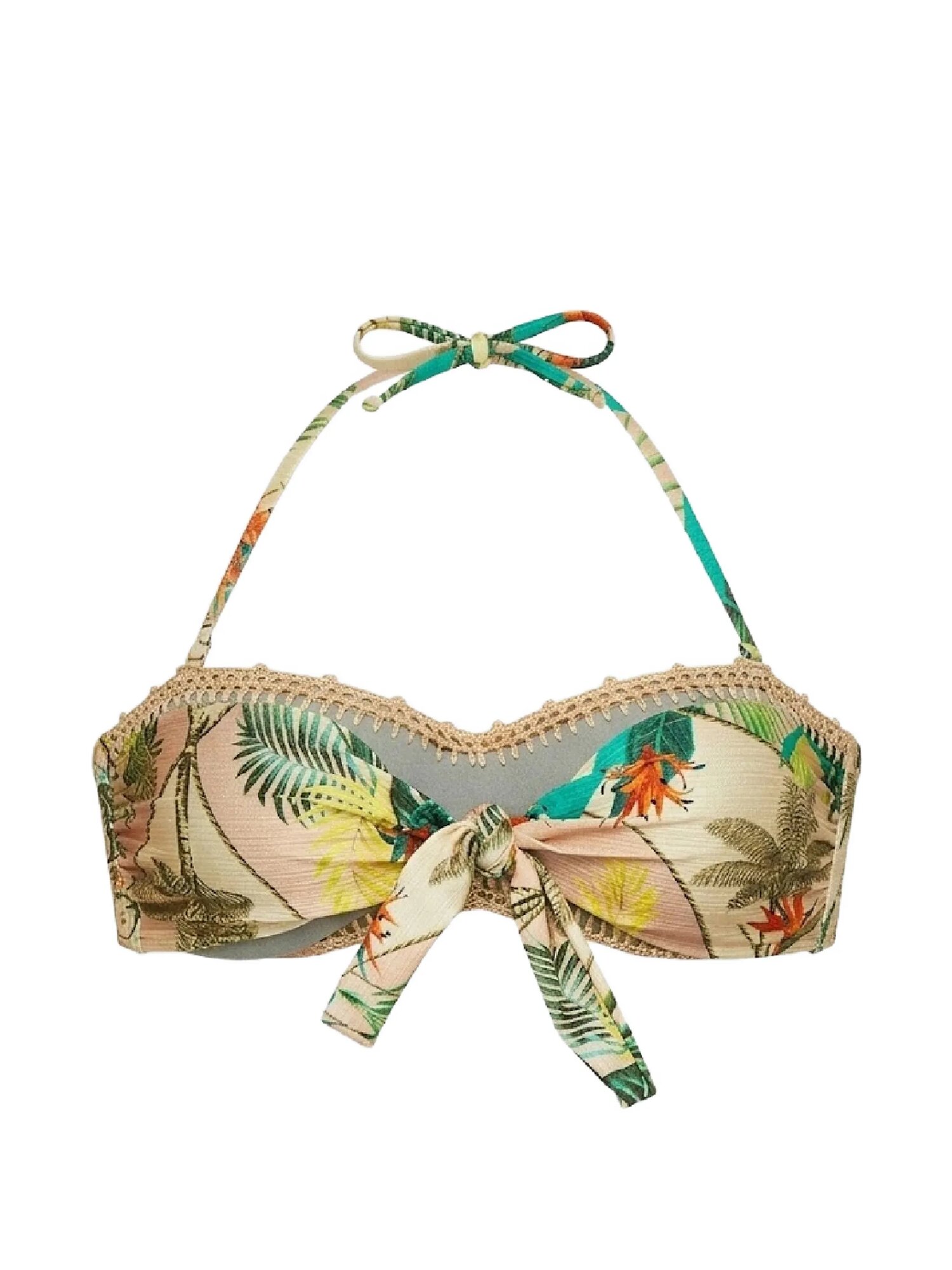 Купальник Tropical-print crochet-knit bikini top