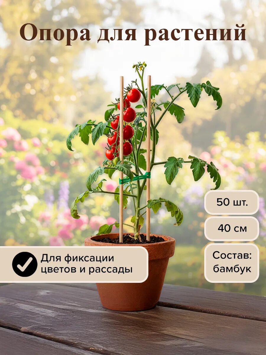Опора для растений, 50 шт, 40 см, в ассортименте