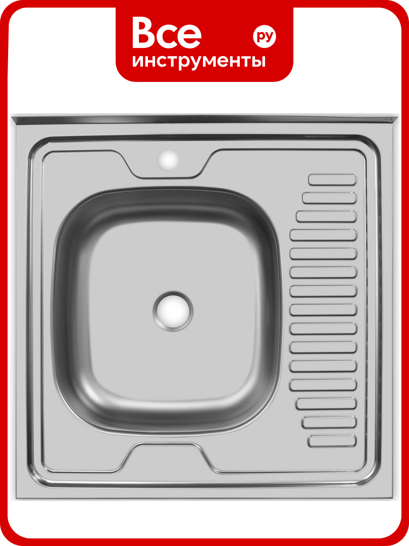 Мойка Ukinox ECO 600.600 L из нержавеющей стали с крылом, квадратной чашей и матовой поверхностью для компактных кухонь
