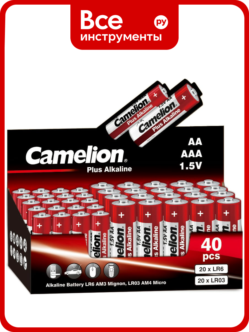 Батарейка Camelion Plus Alkaline COMBO40, для всех случаев, набор AAA и AA, работа в экстремальных температурах