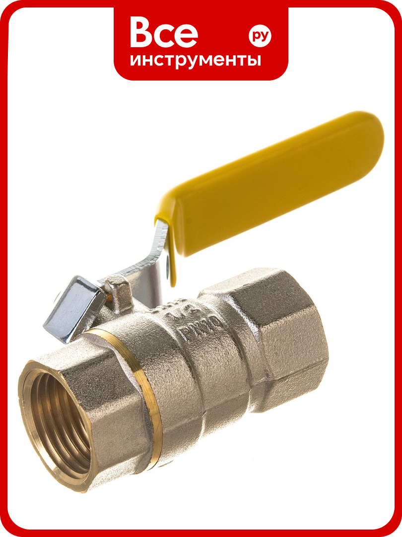 Шаровой кран СТМ для газа 1/2" г/г рычаг CGFFH012, латунный с никелированным покрытием, запорная арматура, проходной