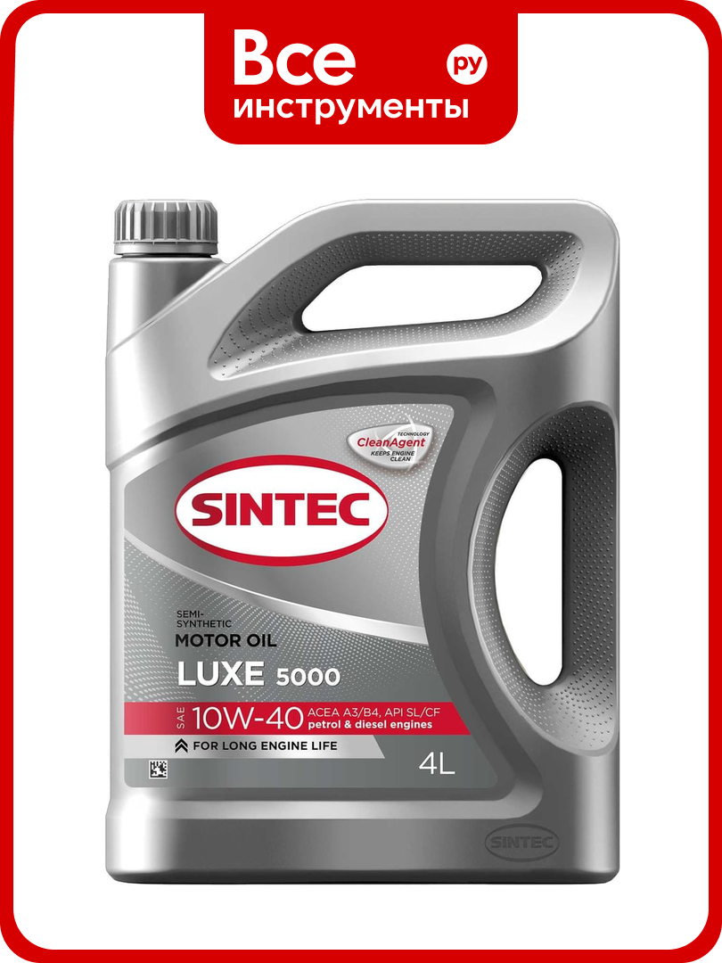 Моторное масло Sintec LUXE 5000 SAE 10W-40, API SL/CF, полусинтетическое. 4 л 600232