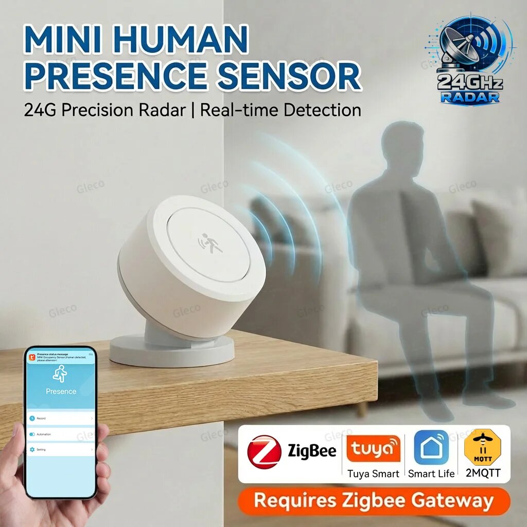 Умный датчик движения Zigbee, мини 24G Радар Датчик присутствия человеческого тела. smartlife