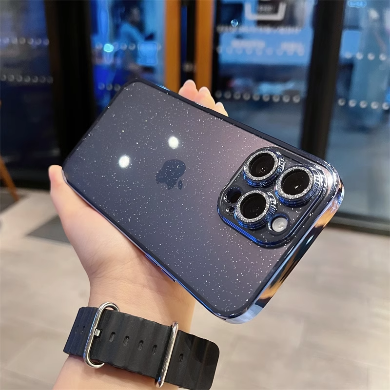 IPhone 16 Глубокий синий прозрачный блестящий мягкий чехол ультратонкий ощущение голого экрана для Apple iPhone 16