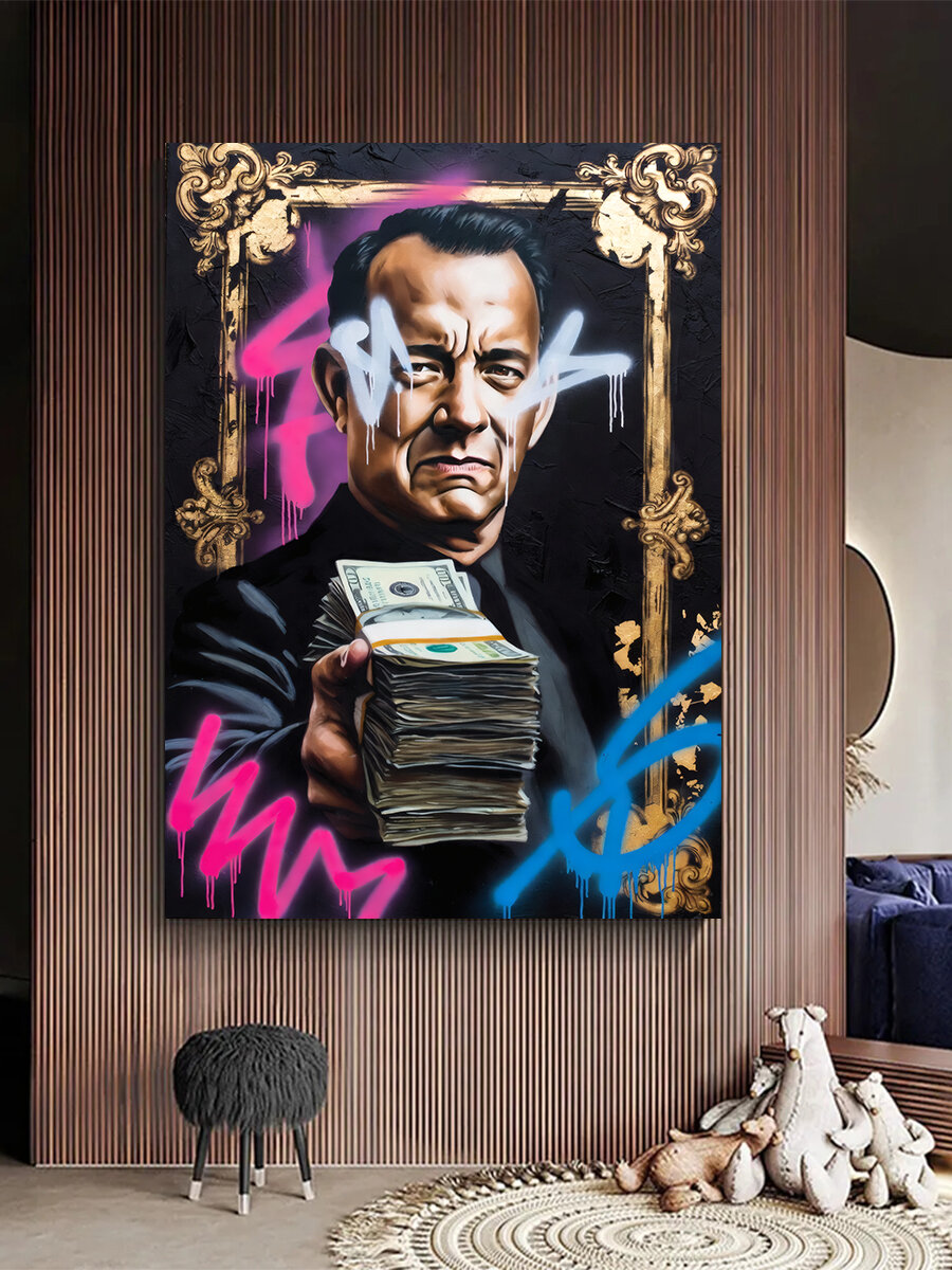 Картина на холсте «Tom Hanks: поп-арт портрет Тома Хэнкса» для камерной стены, 30×40 см