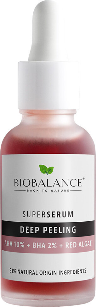 BIOBALANCE Сыворотка для лица с кислотами АНА 10% + ВНА 2% + красные водоросли Super Serum Deep Peeling Aha 10% + Bha 2% + Red Moss 60 шт.