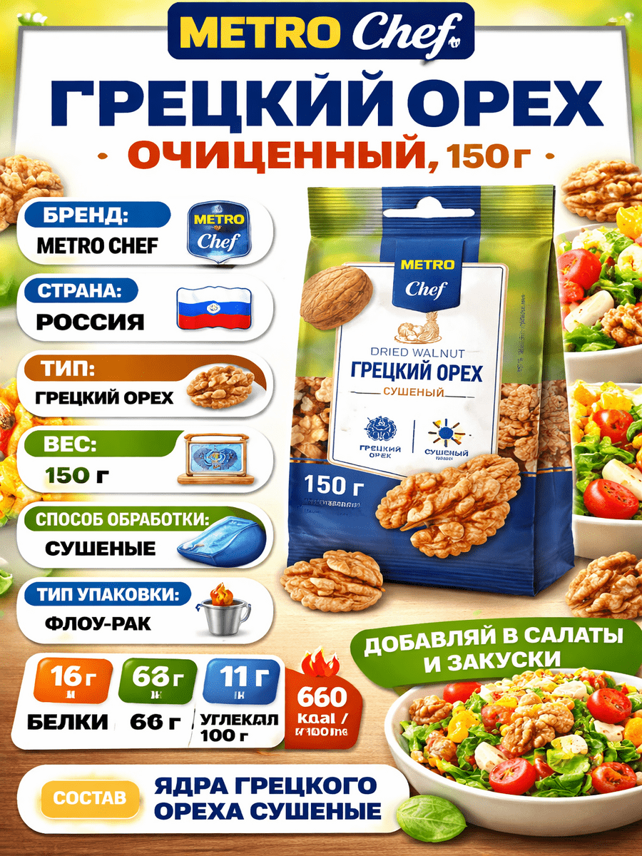METRO Chef Грецкий орех очищенный, 150г