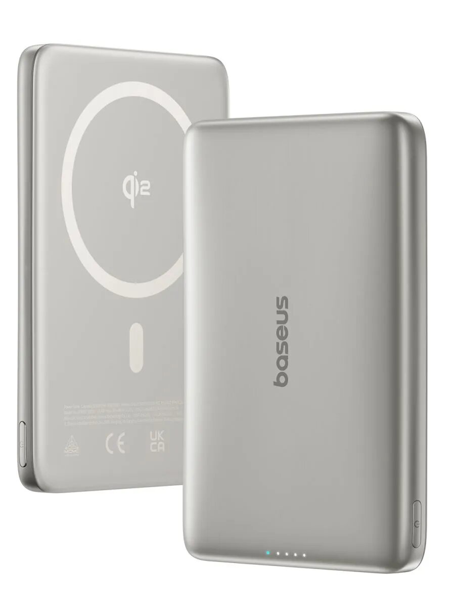 Внешний аккумулятор Baseus PicoGo AM41 Ultra-Slim Qi2 Magnetic 10000mAh 27W (Кабель USB-C-USB-C 60W 30см)(E0027203)Титан