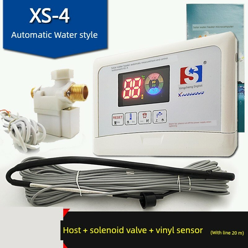 Солнечный контроллер водонагревателя XS-4 полный комплект с черным резиновым датчиком (20 м кабеля) для автоматической