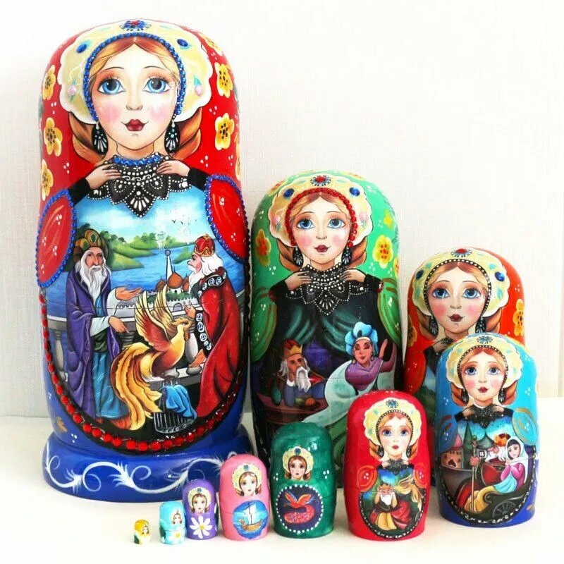 Матрешка расписная русская сувенирная, набор деревянных кукол для коллекции