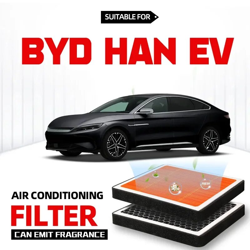 Фильтр салона для BYD Han EV, воздушный фильтр с активированным углем, фильтр кондиционера с ароматизатором для очистки воздуха в салоне автомобиля.