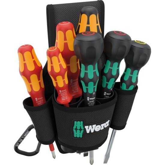 Wera Набор отвёрток в поясной сумке 9621 SET 2 Kraftform Ball-Grip 8 пр, PH 1/2, Силовая SL 5.5, VDE SL 3.5, Ball-Grip: PH 1/2, SL 6